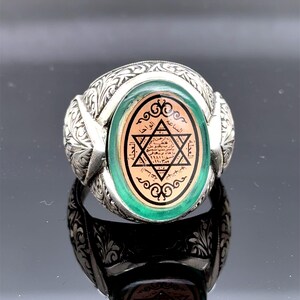 Silver Seal of Solomon Ring , Green Star of David Ring , Solomon Signet ...