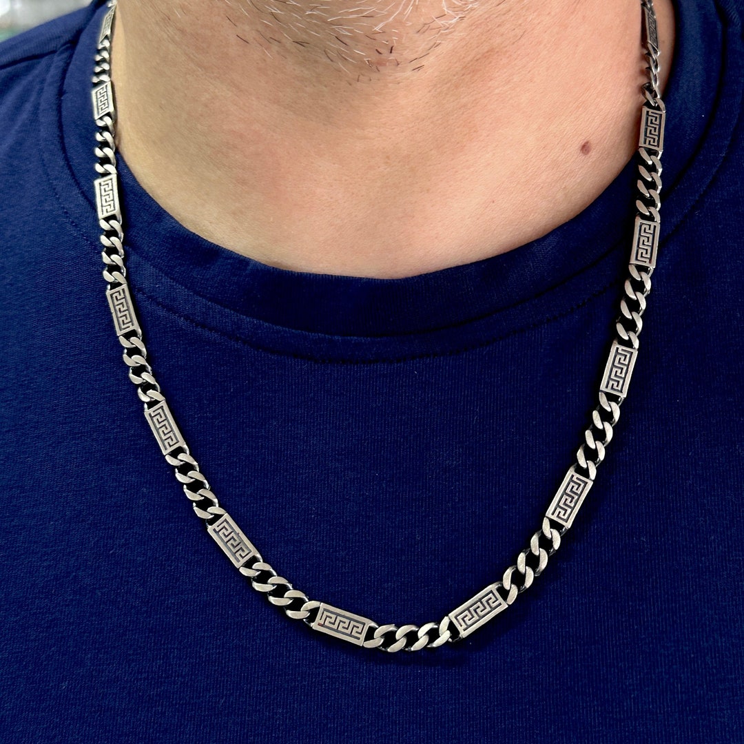 Handmade Silver Chain Necklace , Silver Greek Chain Bracelet, Silver ...