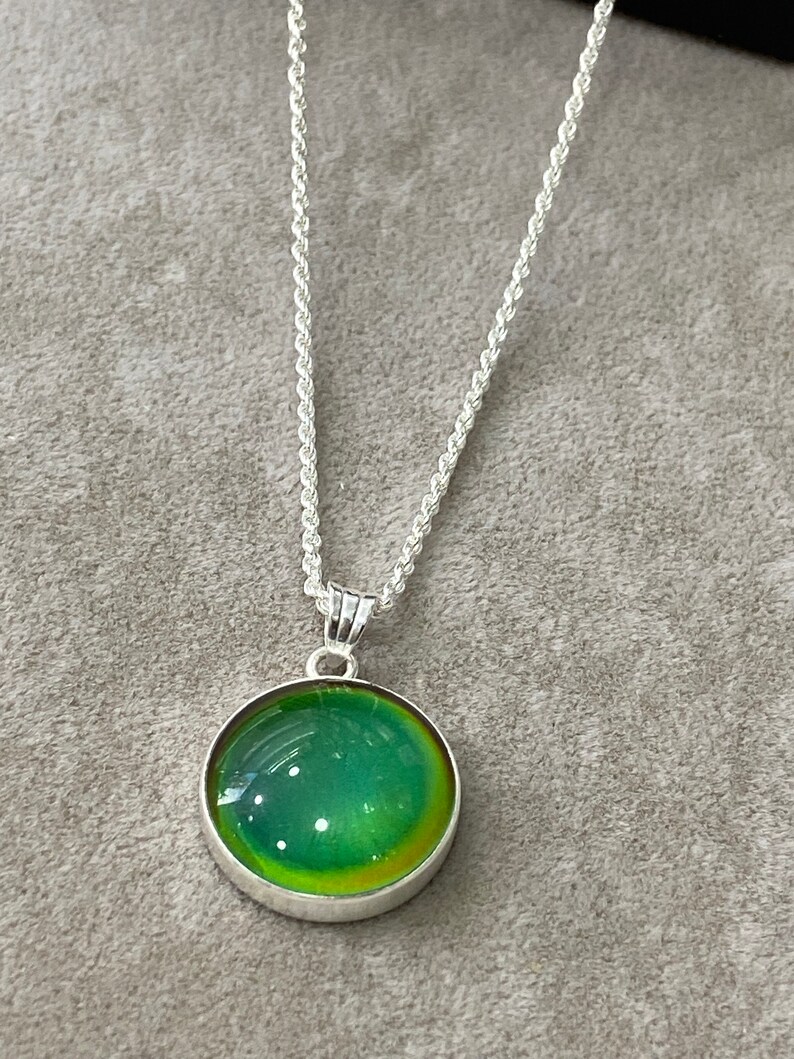 Mood Color Changing Pendant , Silver Round Sense Stone Necklace , Mood ...