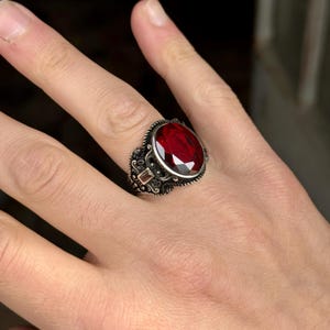 Men Silver Red Garnet Stone Ring, Handmade Men Ring, Ruby Gemstone Men Ring, Men Signet Ring ...