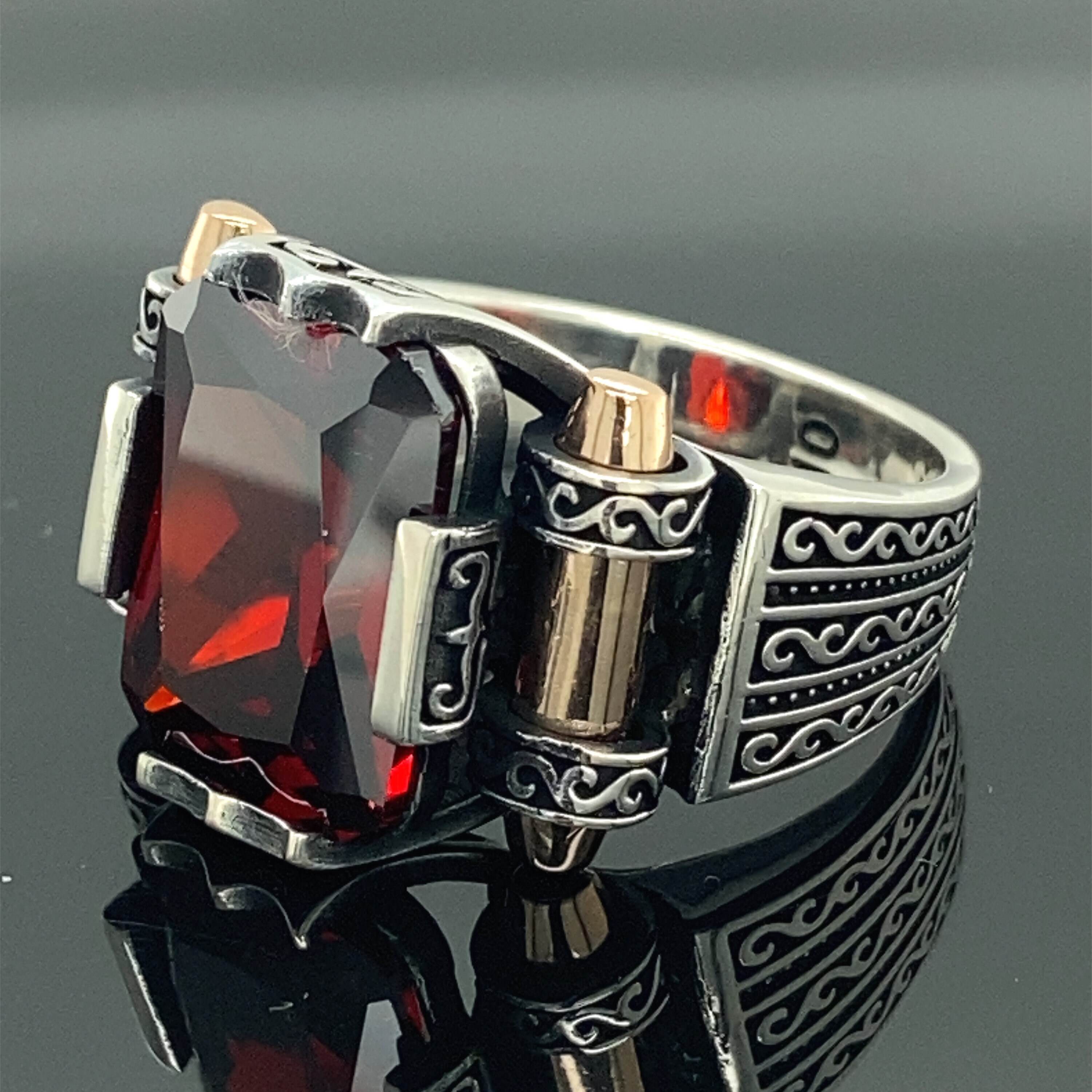 Men Handmade Ruby Stone Ring Shiny Red Stone Ring Ottoman - Etsy