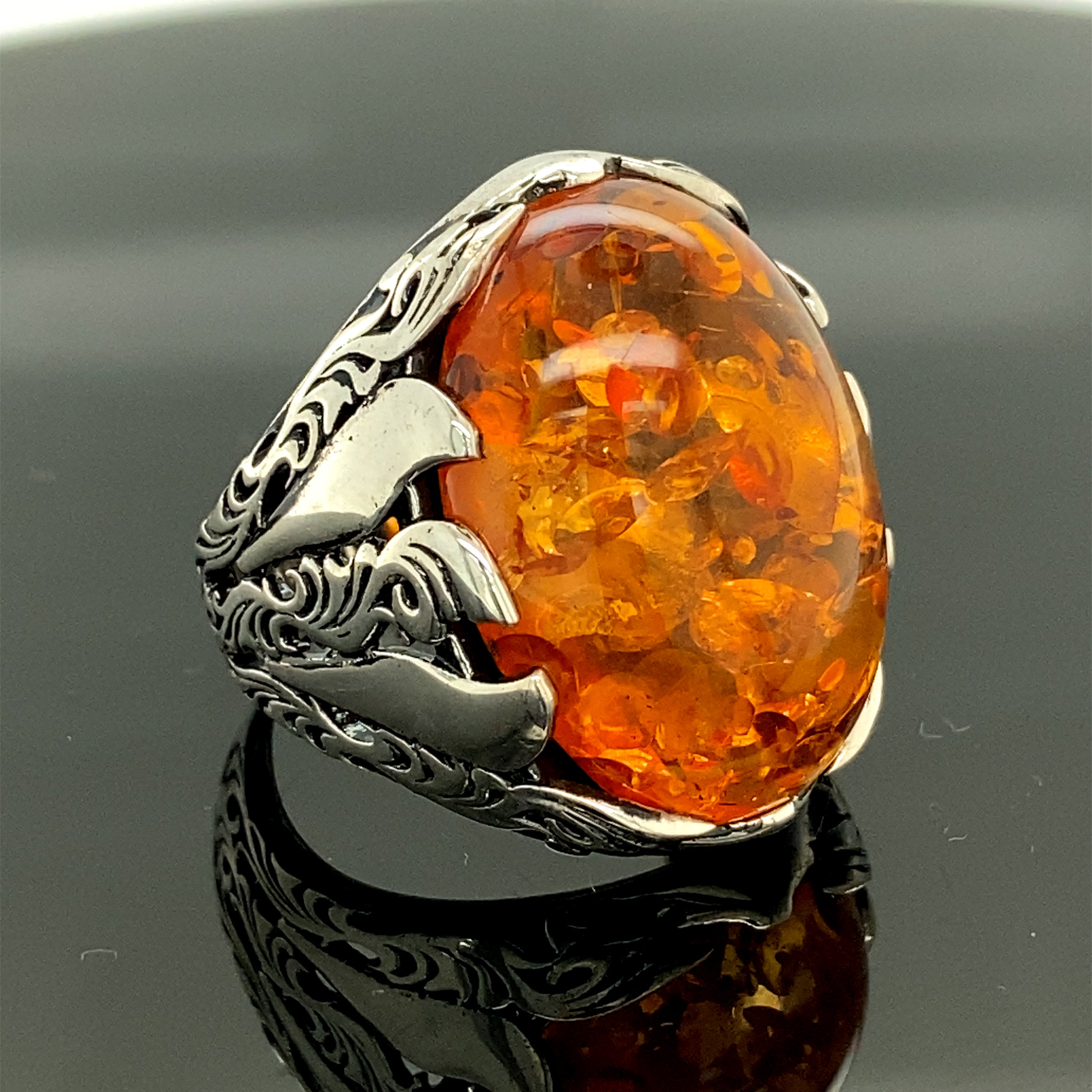 Man Amber Stone Ring Turkısh Handmade Ring Orange Amber - Etsy