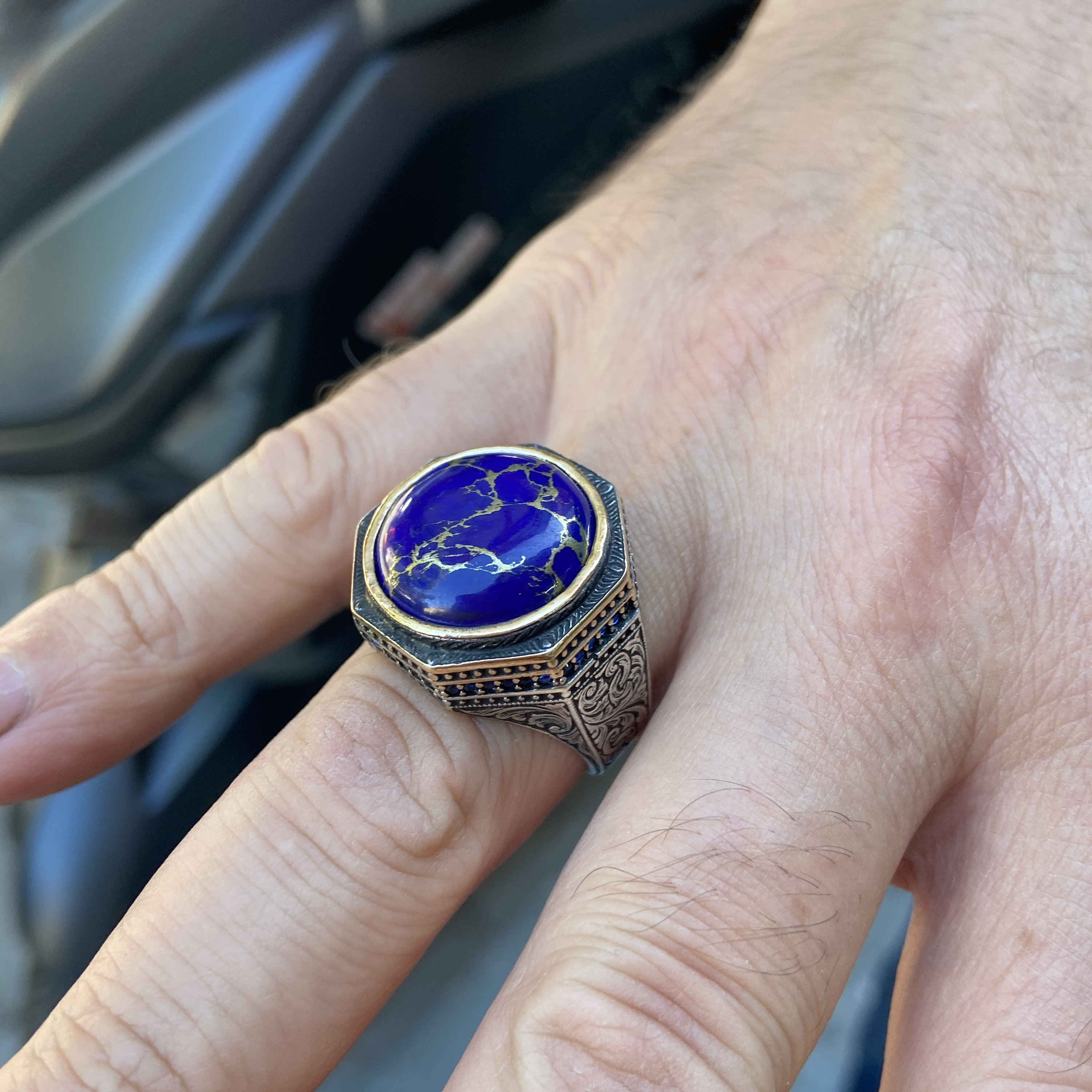 Man Lapis Lazuli Ring Natural Lapis Ring Turkısh Handmade - Etsy
