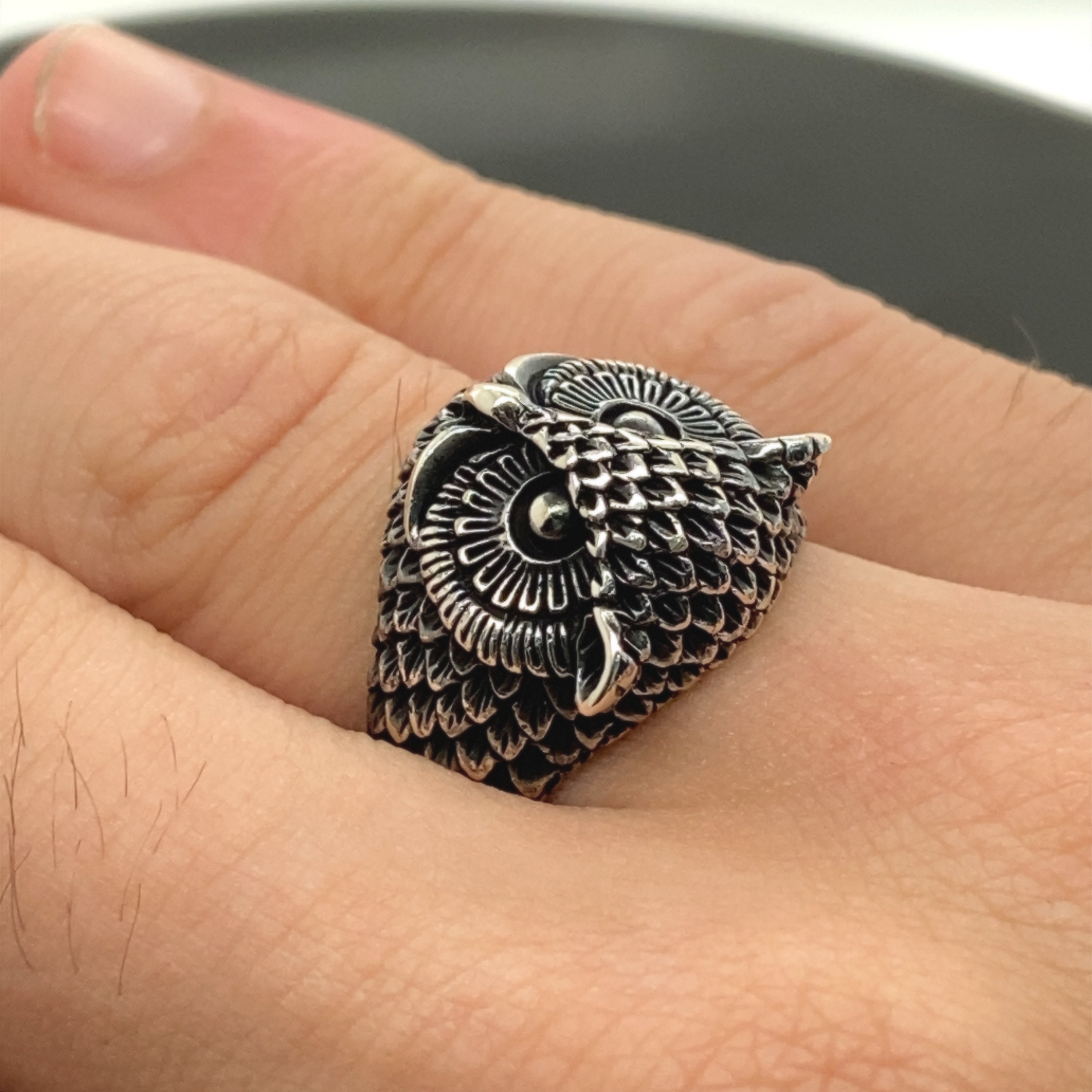 925 Sterling Silver Owl Angel Wings Bird Ring Men Handmade | Etsy