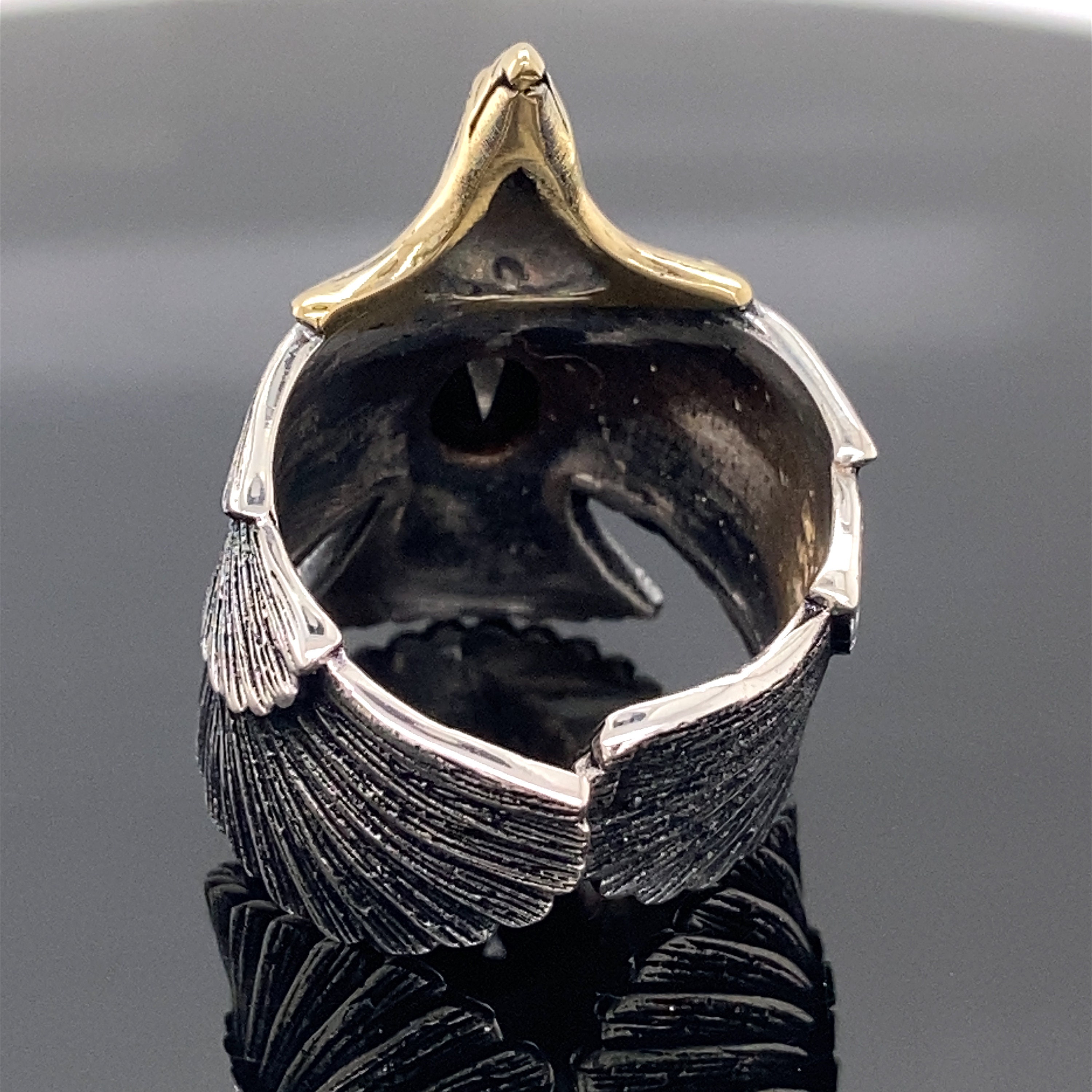 Eagle Handmade Signet Ring Black Stone Eagle Ring Animal - Etsy