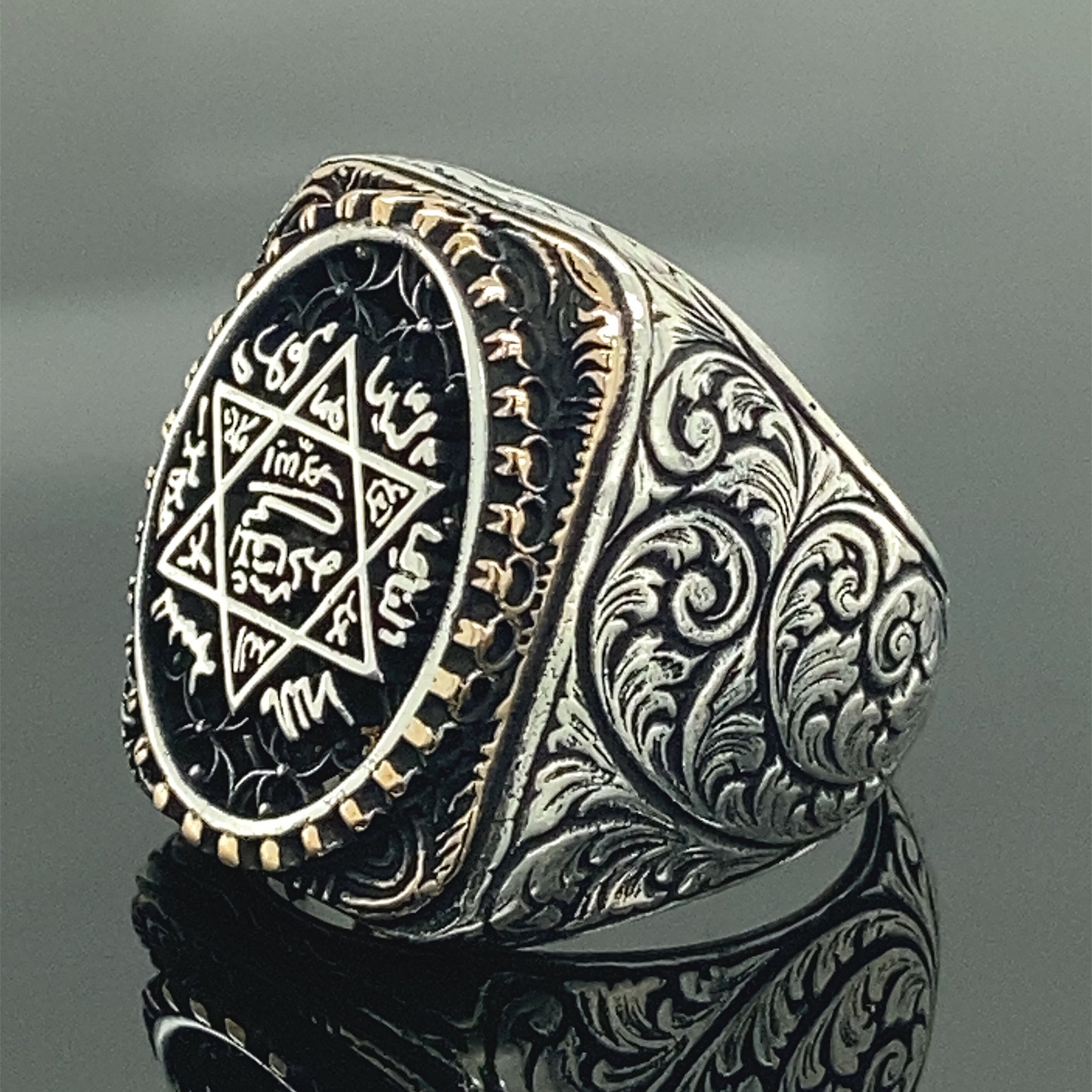 Silver Seal of Solomon Ring Solomon Signet Ring King - Etsy
