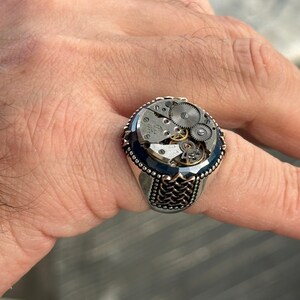 Silver Clock Ring , Silver Watch Mechanism Ring , Swiss Gear Ring ...