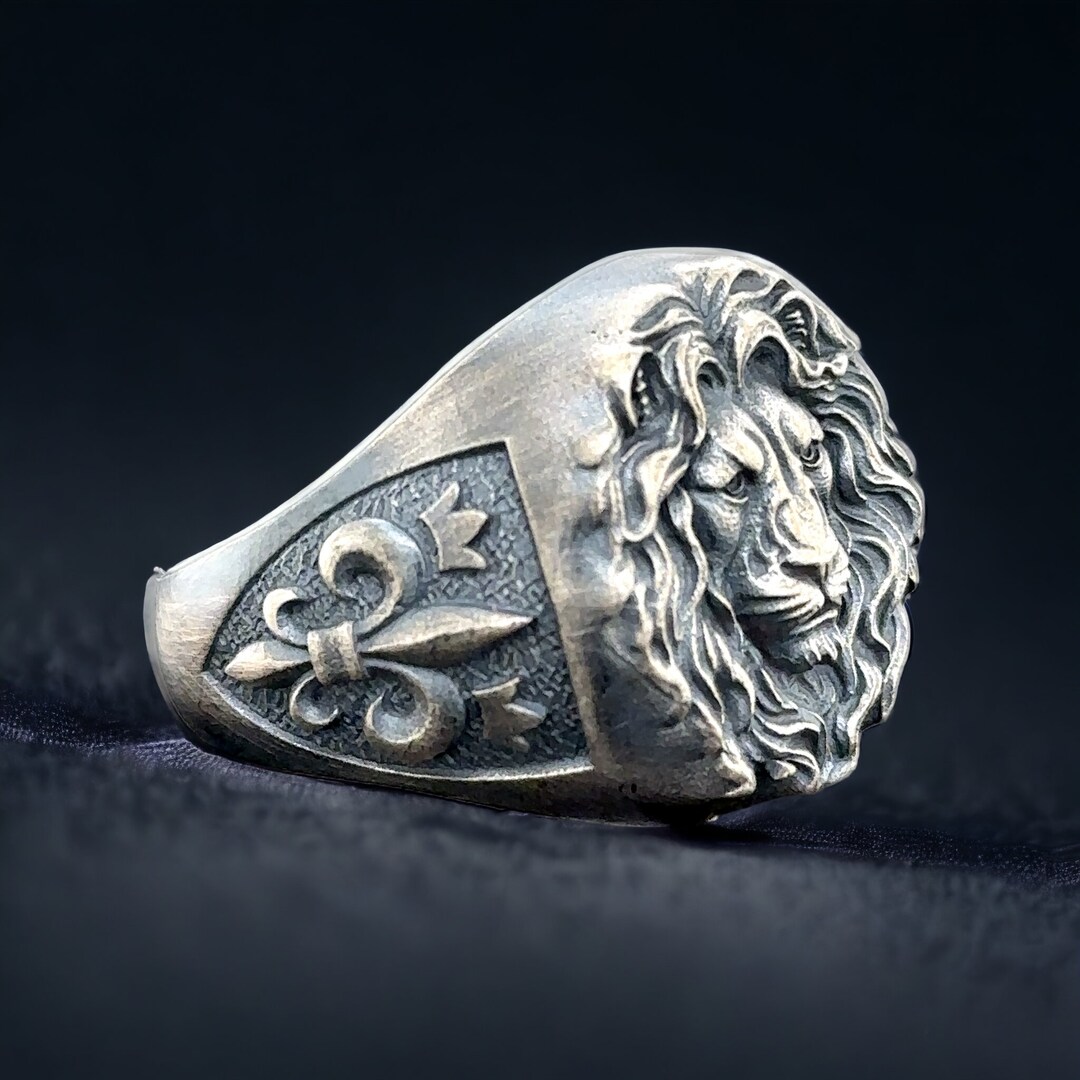 Zodiac Leo Signet Ring , 3D Leon Head Ring , Animal Ring , Leo ...