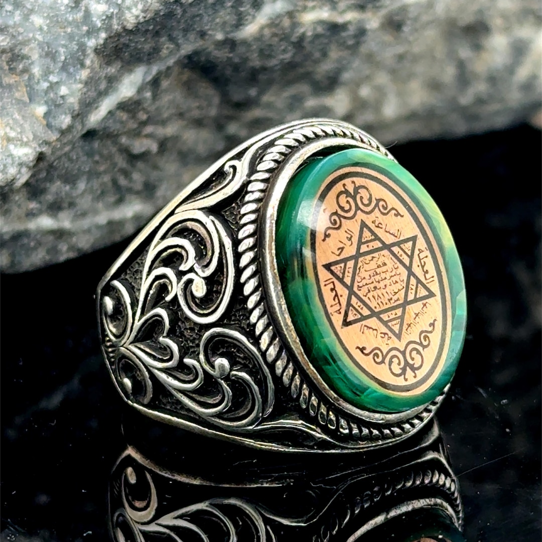Seal of Solomon Signet Ring, Star of David Men Signet Ring, King ...