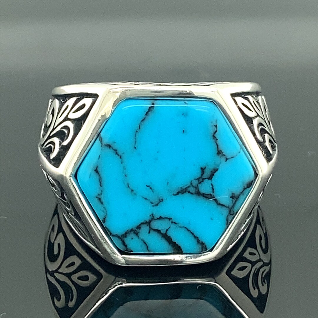 Handmade Turquoise Ring Pentagonal Turquoise Stone Ring - Etsy