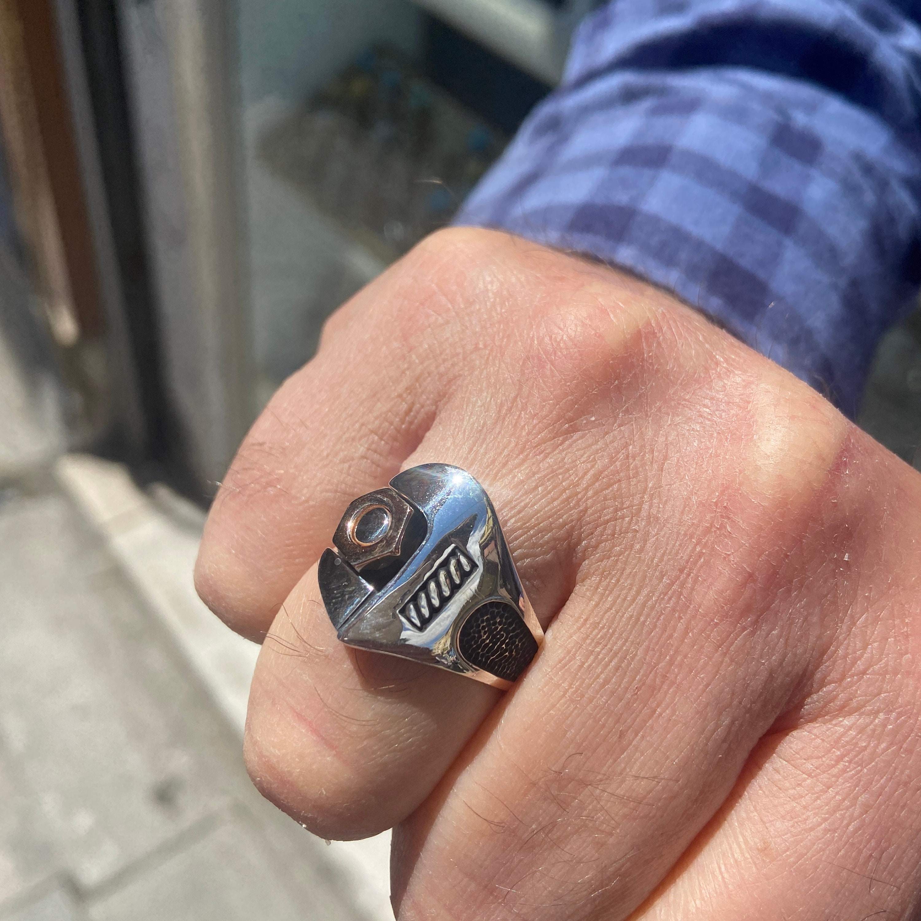 Silver Wrench Model Ring , Key Signet Ring , Repairman's Ring ...