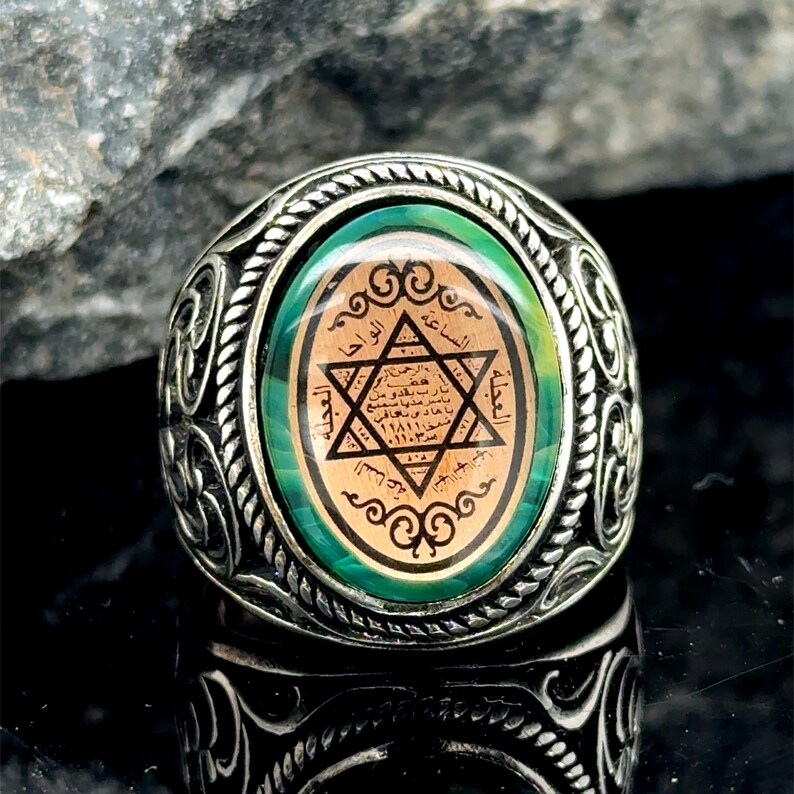Seal of Solomon Signet Ring, Star of David Men Signet Ring, King ...