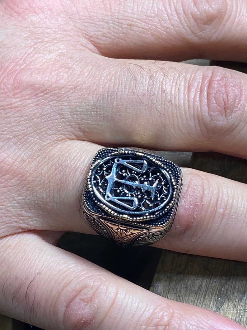 Silver Scale Ring , Men Handmade Libra Ring , Lawyer Ring , Silver ...