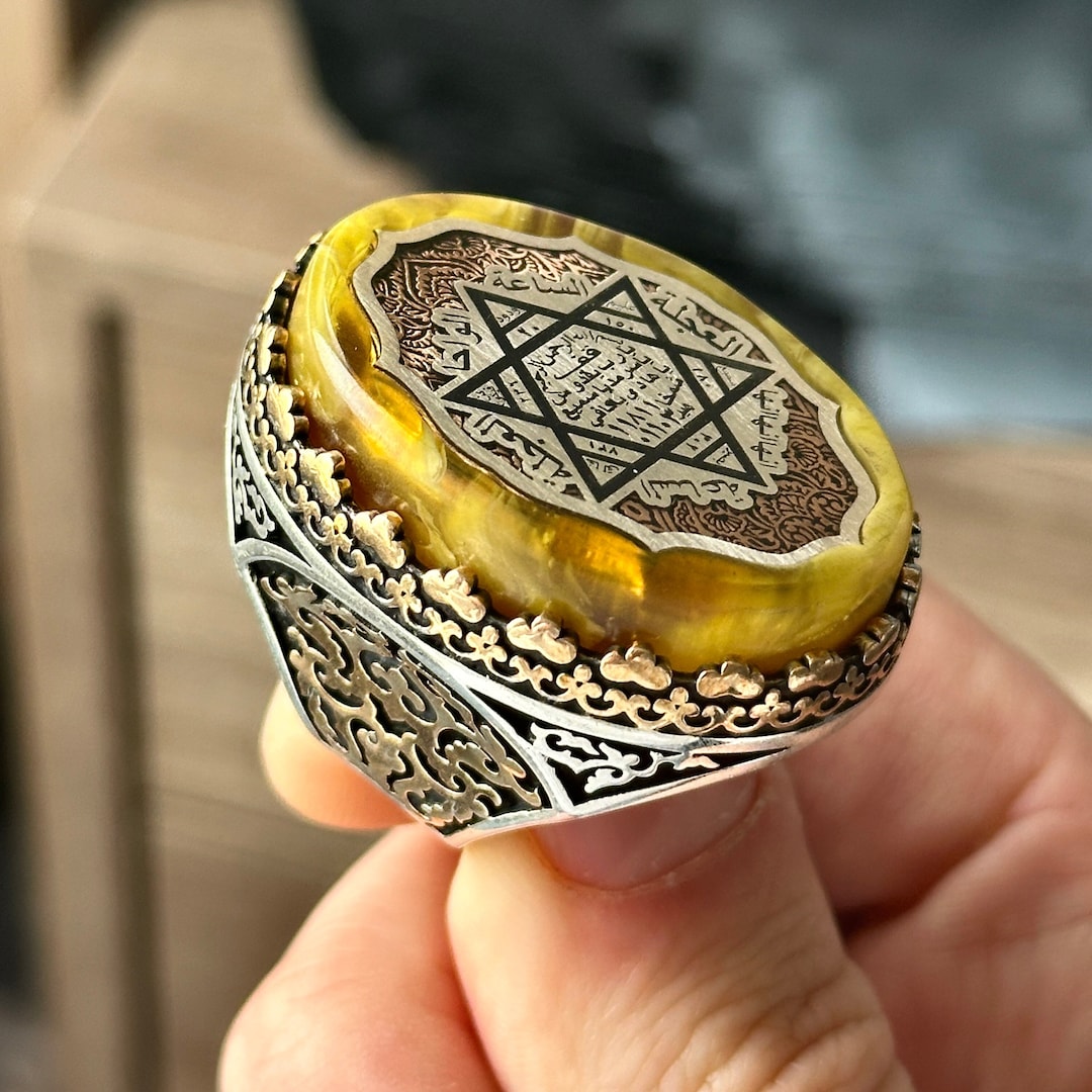Silver Seal of Solomon Ring , Large Silver Star of David Ring , Solomon ...