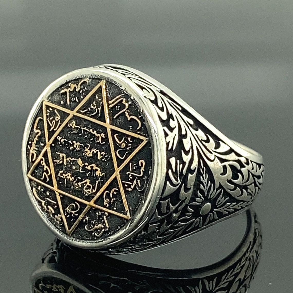 Silver Seal of Solomon Ring , Solomon Seal Protection Ring , King ...