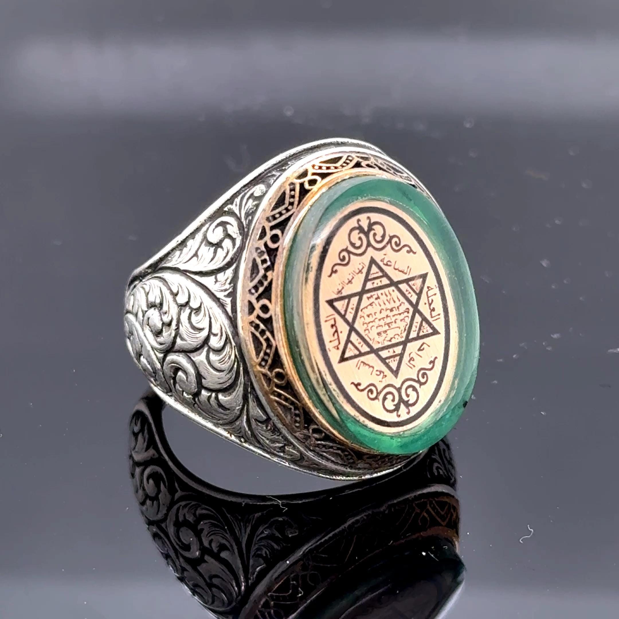 Handmade Silver Seal of Solomon Ring, King Solomon Signet Ring , Star ...
