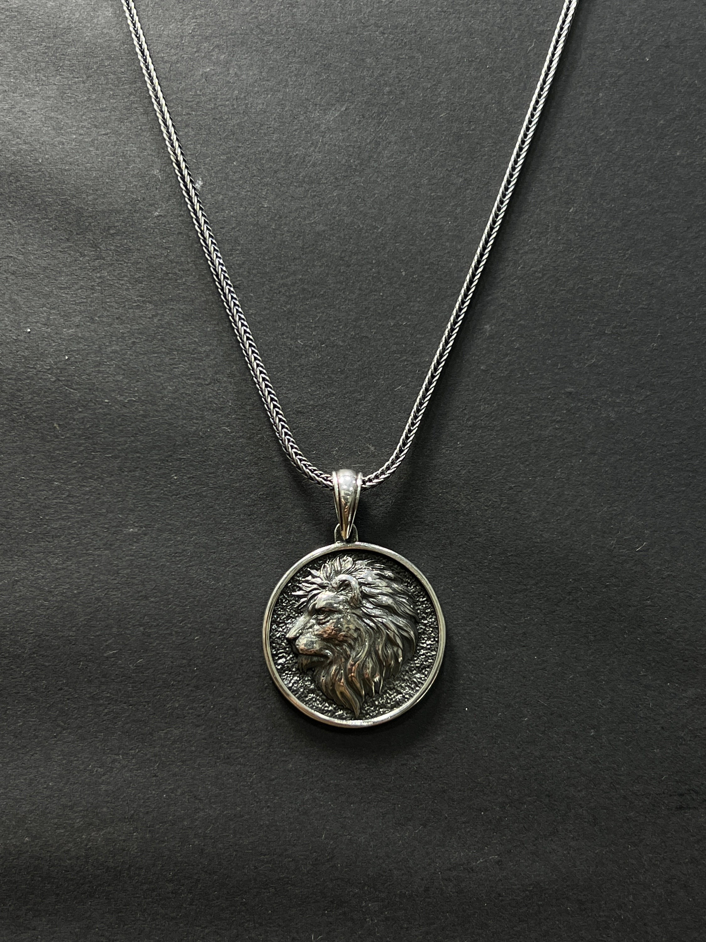 Silver Lion Pendant , Silver Lion Charm , Oxidized Silver Lion Head ...
