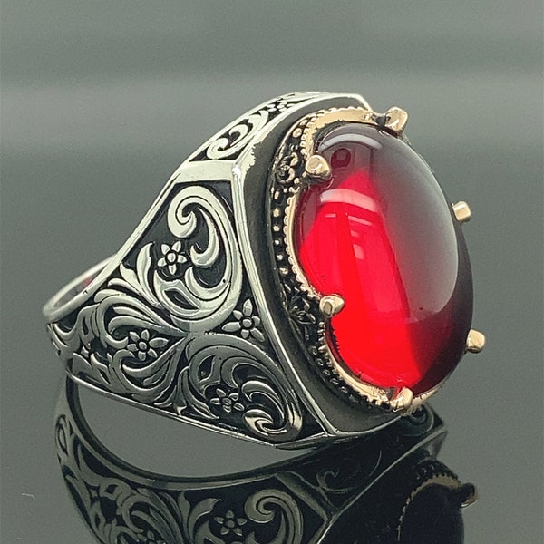 Red Stone Ring - Etsy