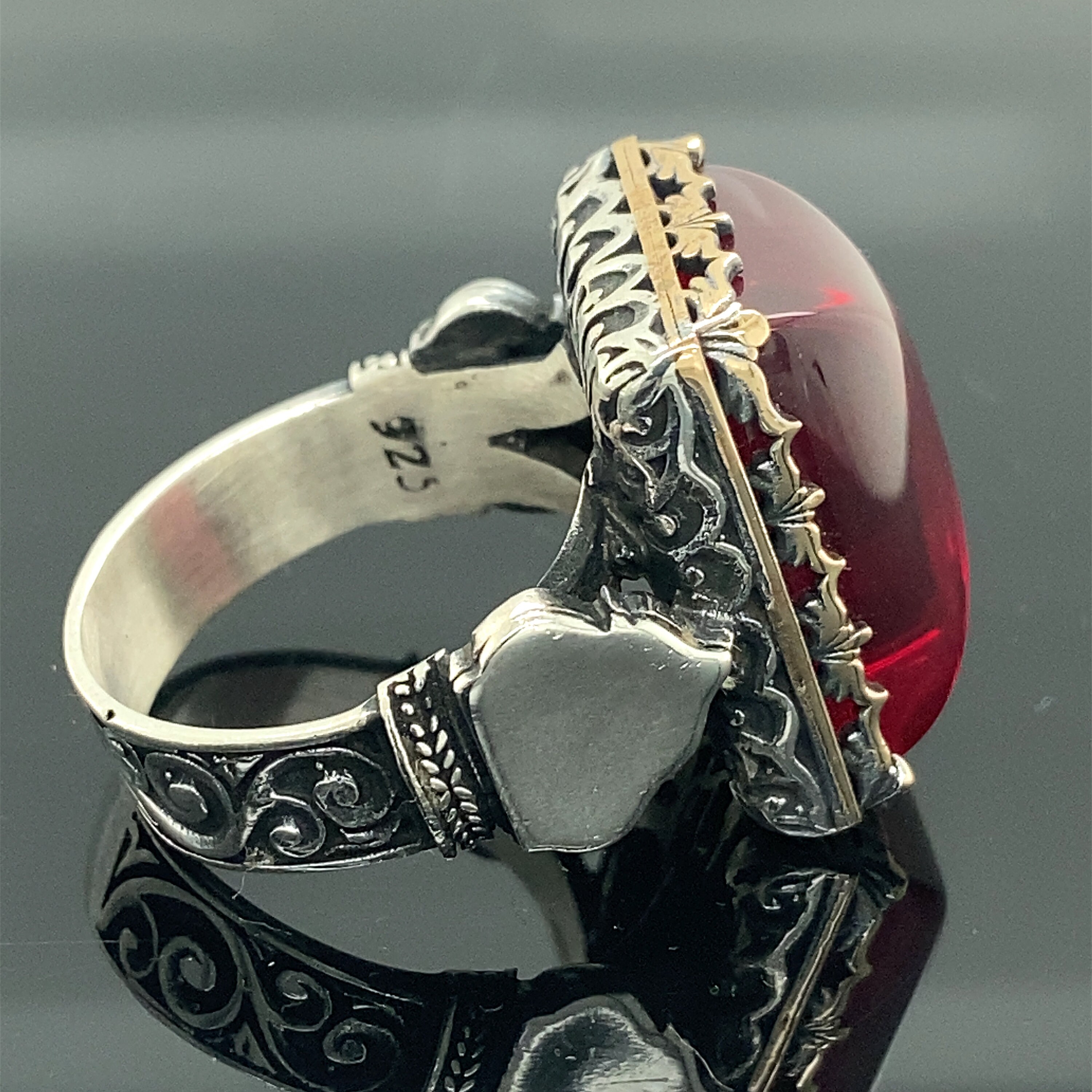 Silver Handmade Men Ring Ruby Stone Ring Red Square Stone - Etsy