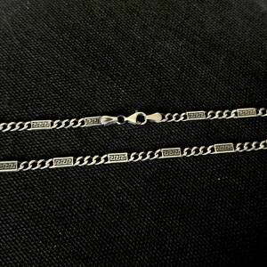 Men Silver Chain Necklace, Greek Style Chain Necklace, 925k Oxidized ...