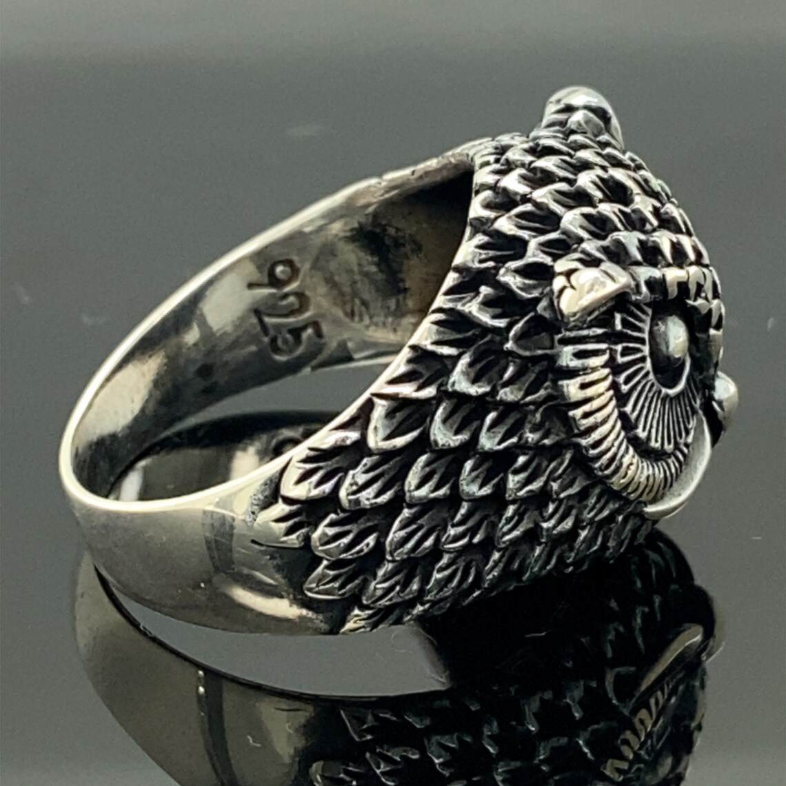 925 Sterling Silver Owl Angel Wings Bird Ring Men Handmade | Etsy