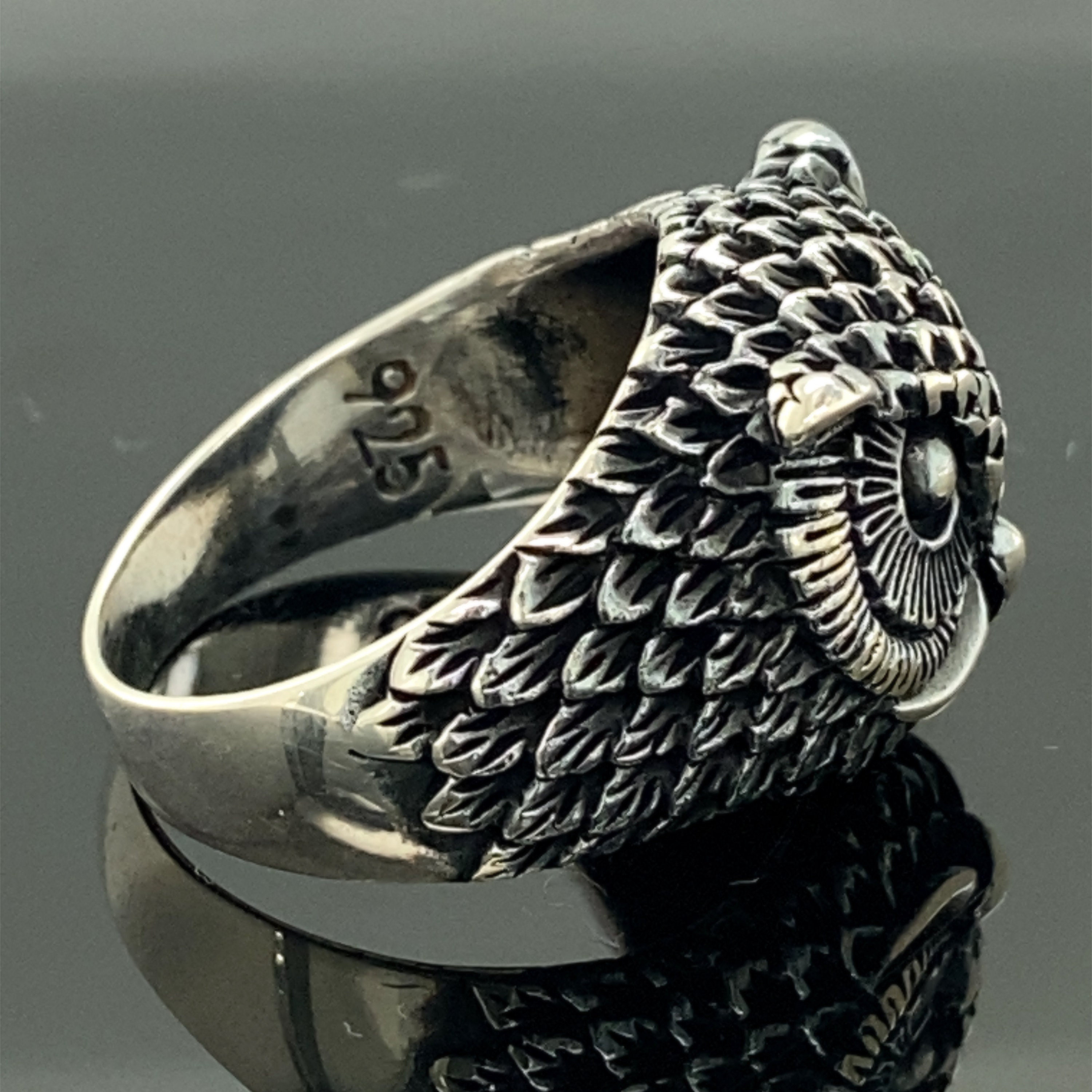 925 Sterling Silver Owl Angel Wings Bird Ring Men Handmade | Etsy