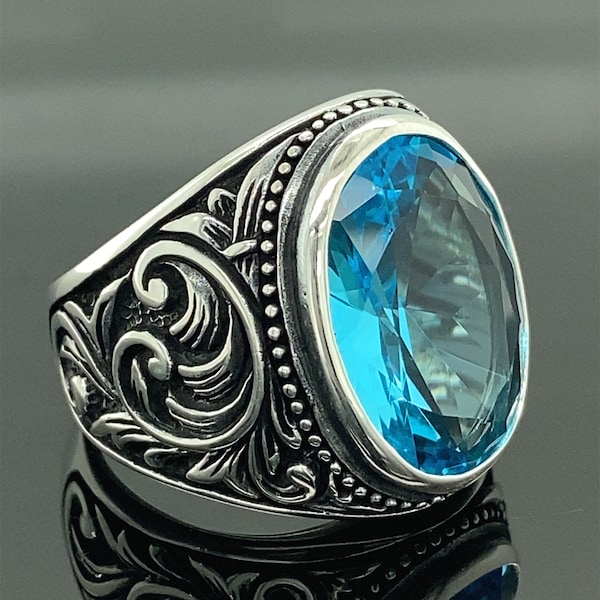 Aquamarine Ring Men - Etsy
