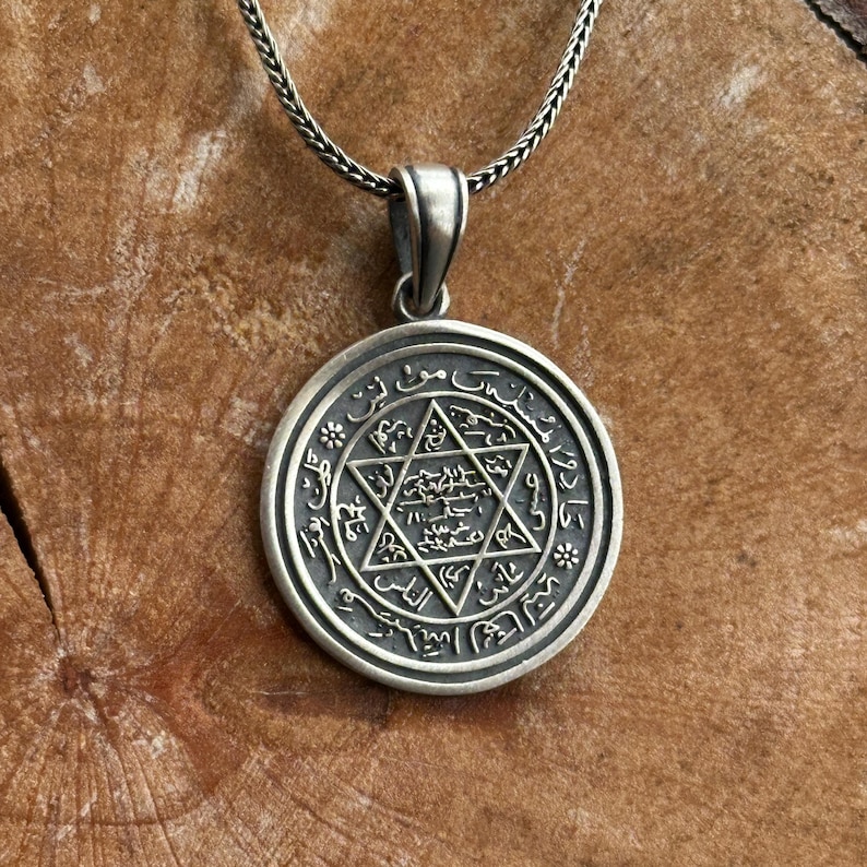 Silver Seal of Solomon Necklace, King Solomon Signet Necklace ...