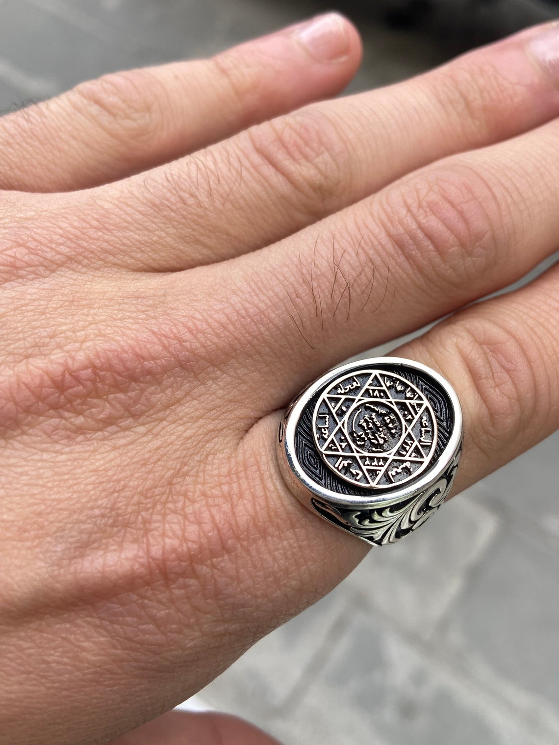 Seal of Solomon Ring Silver Solomon Seal Protection Ring | Etsy