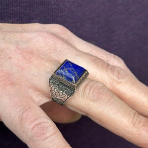 Man Lapis Lazuli Ring, Natural Lapis Ring , Square Lapis Signet Ring ...