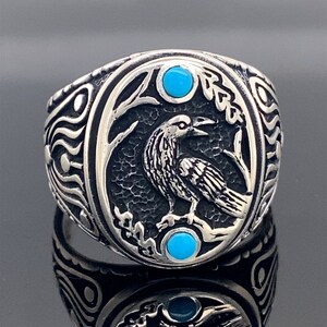 Silver Phoenix Ring , Silver Bird Signet Ring , Onyx Stone Ring ...