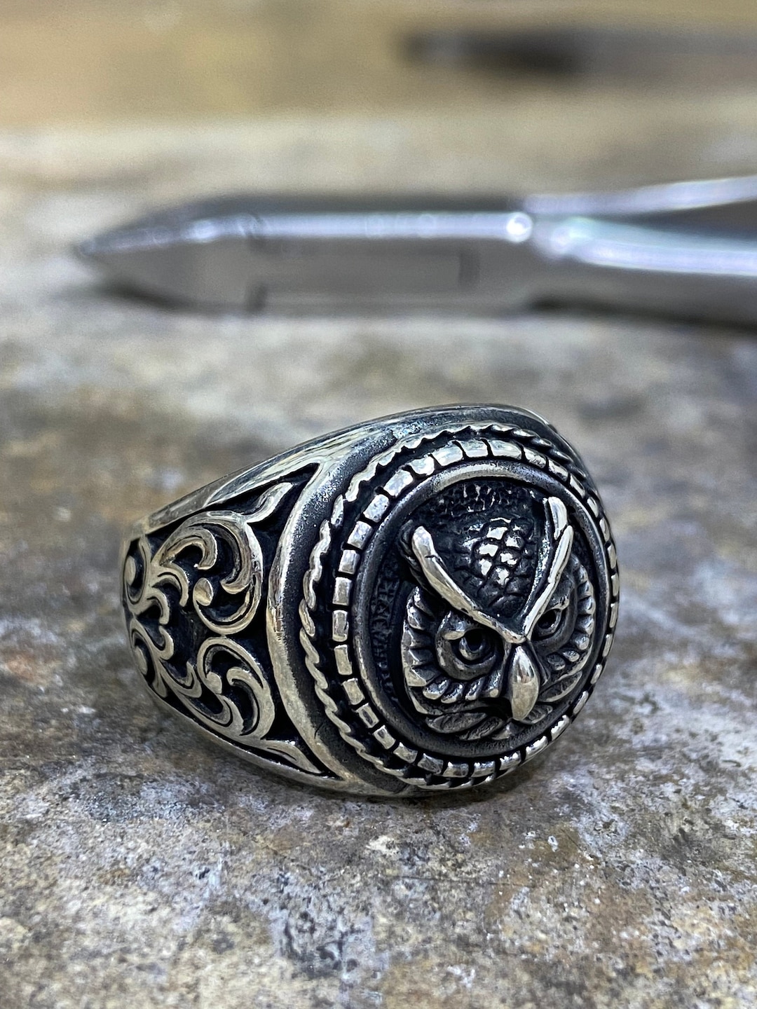 Sterling Silver Owl Ring , Handmade Owl Ring, Unisex Rings, Silver Owl ...