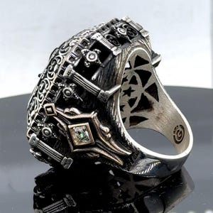 Men Silver Double Sword Ring , Large Silver Zulfiqar Sword Ring ...