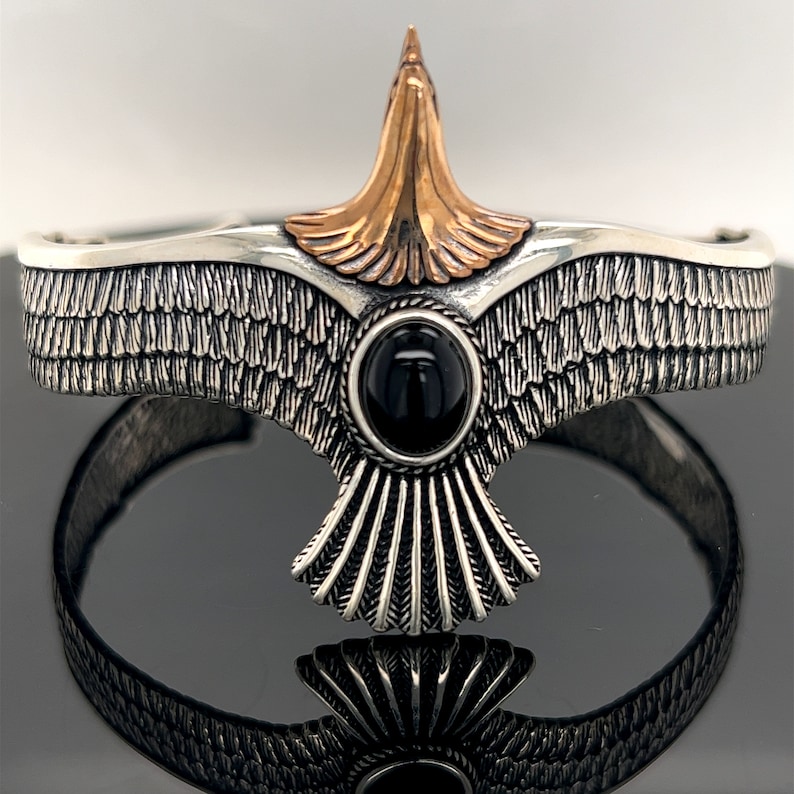 Men Handmade Eagle Bracelet , Onyx Stone Bracelet , Adjustable Eagle ...