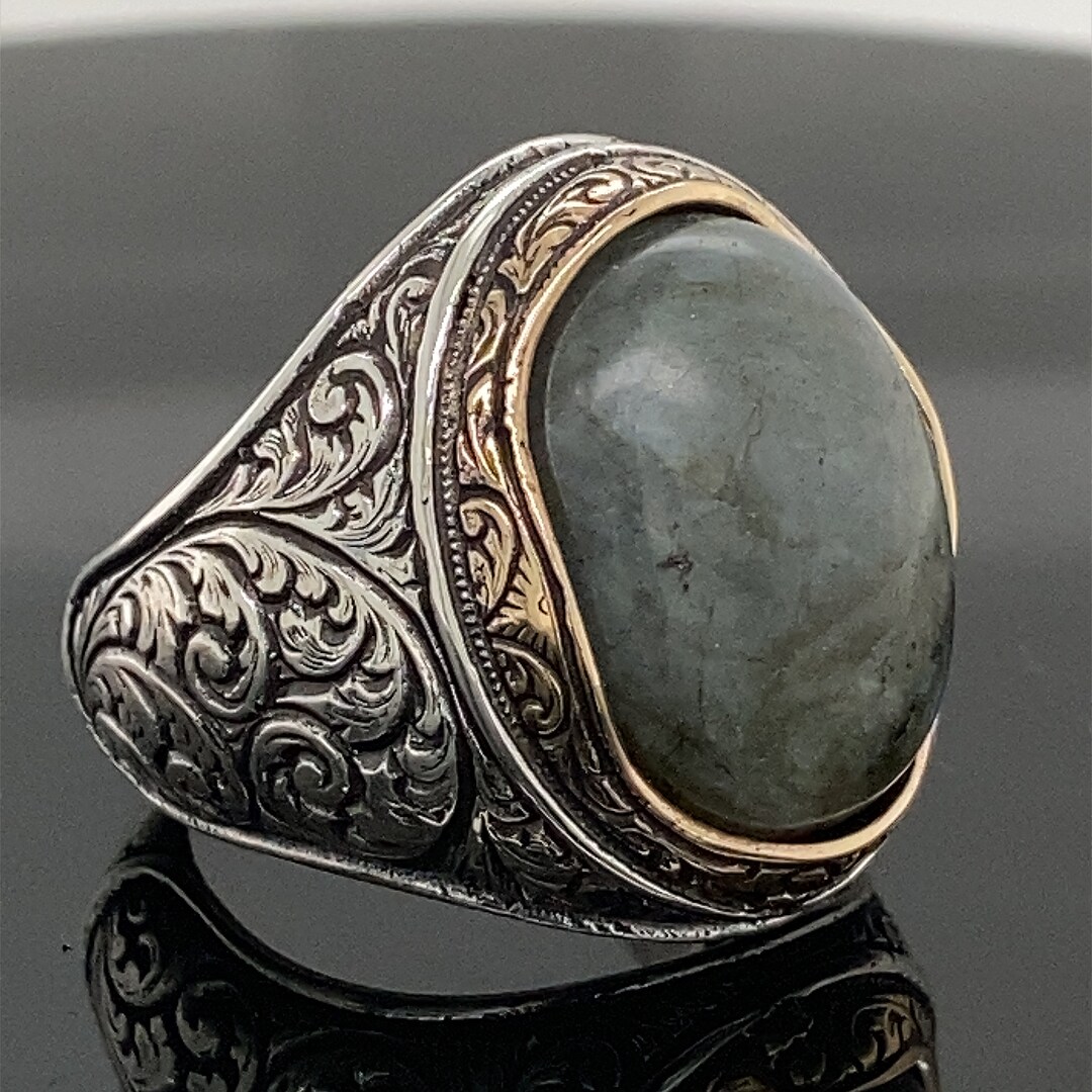 Labradorite Men's Ring , Handmade Silver Labradorite Stone Ring ...