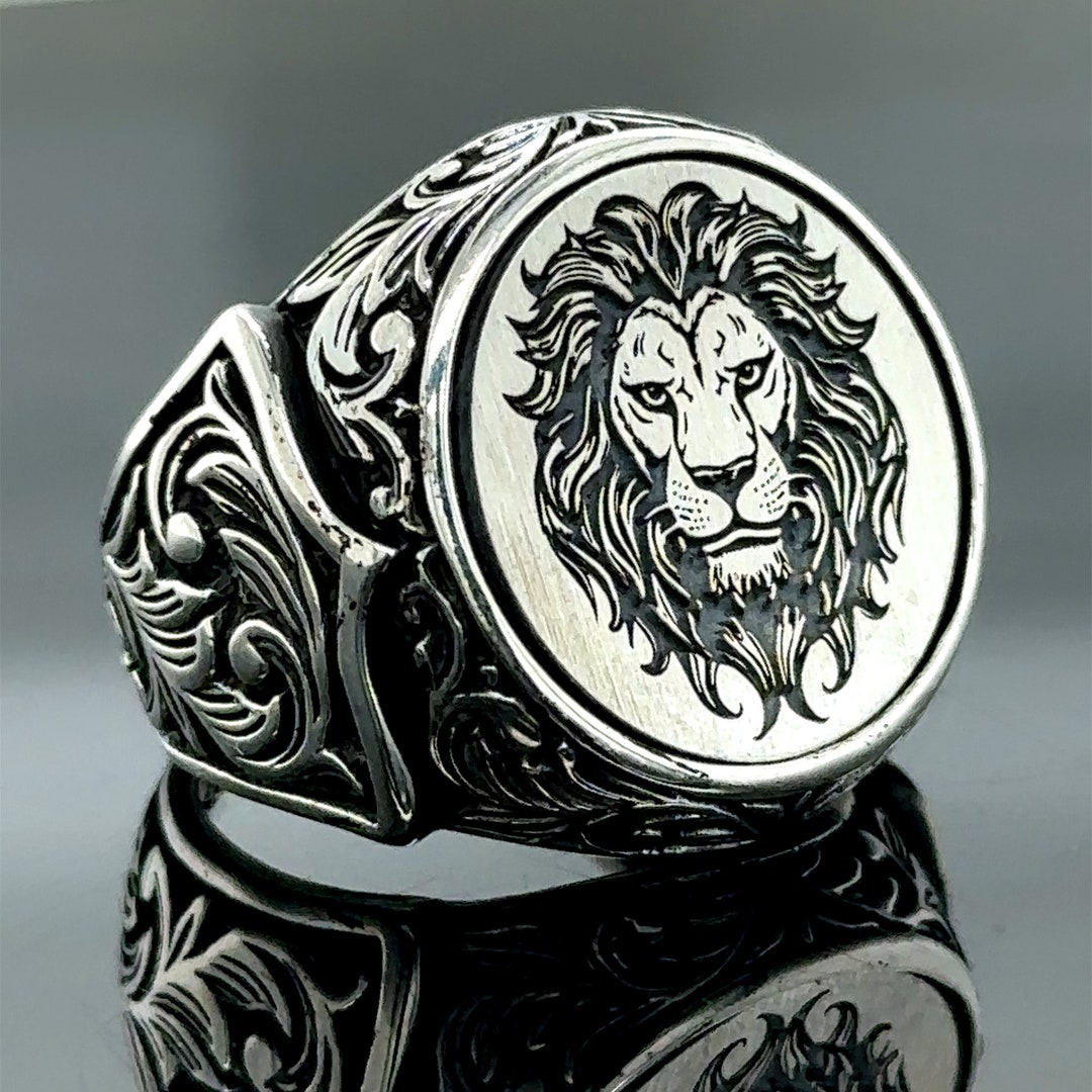 Lion Head Signet Ring , African and Zodiac Ring , Leo Signet Ring ...