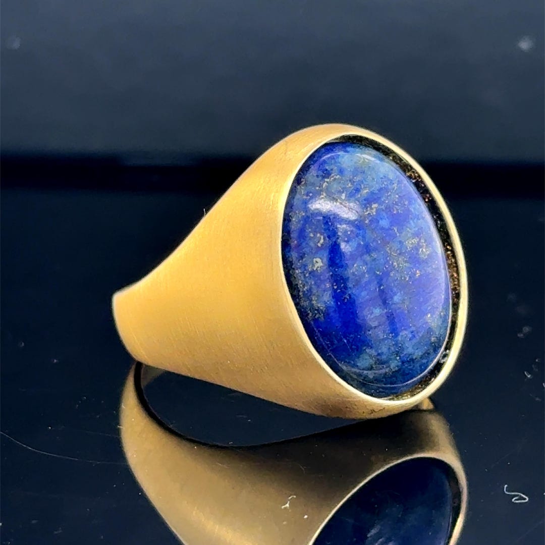 Mens Ring Lapis Lazuli Gold Ring, Minimal Men Lapis Ring, Classic Lapis ...