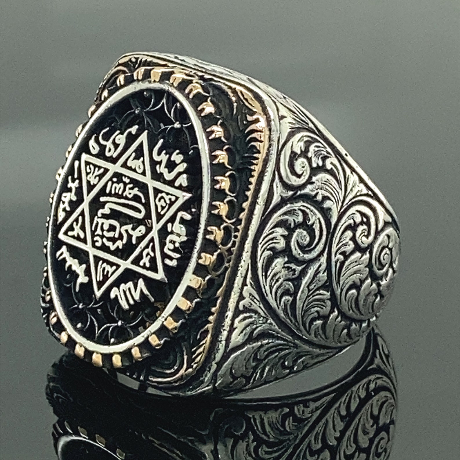 Silver Seal of Solomon Ring , Solomon Signet Ring , King Solomon Ring ...