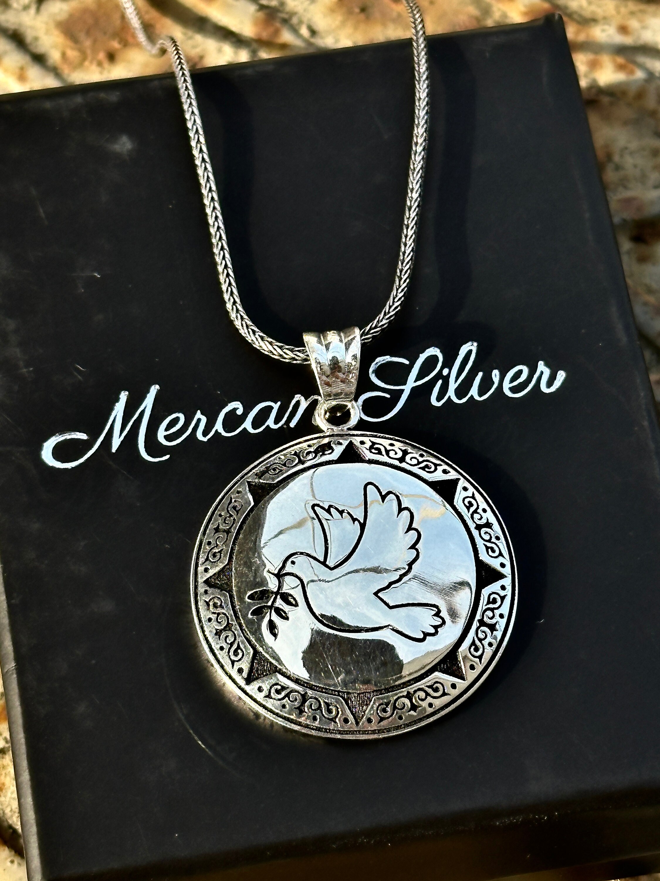 Silver Holy Bird Necklace , Jerusalem Necklace , Flying Bird Jewelry ...