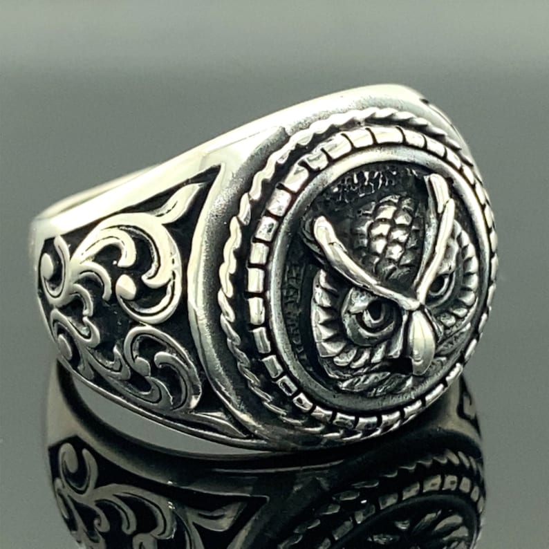 Sterling Silver Owl Ring Handmade Owl Ring Unisex Rings | Etsy