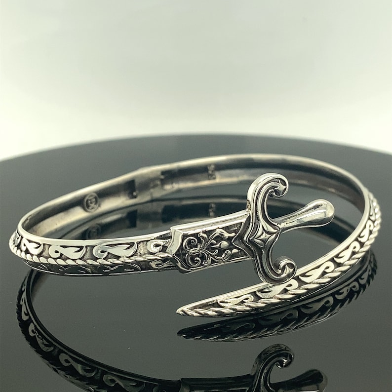 Silver Sword Warrior Bracelet Embroidered Sword Bracelet - Etsy