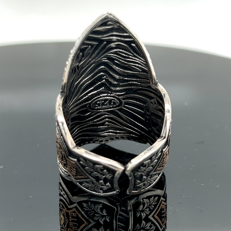Silver Thumb Ring , Men Archer Ring , Silver Zihgir Ring , Embroidered ...