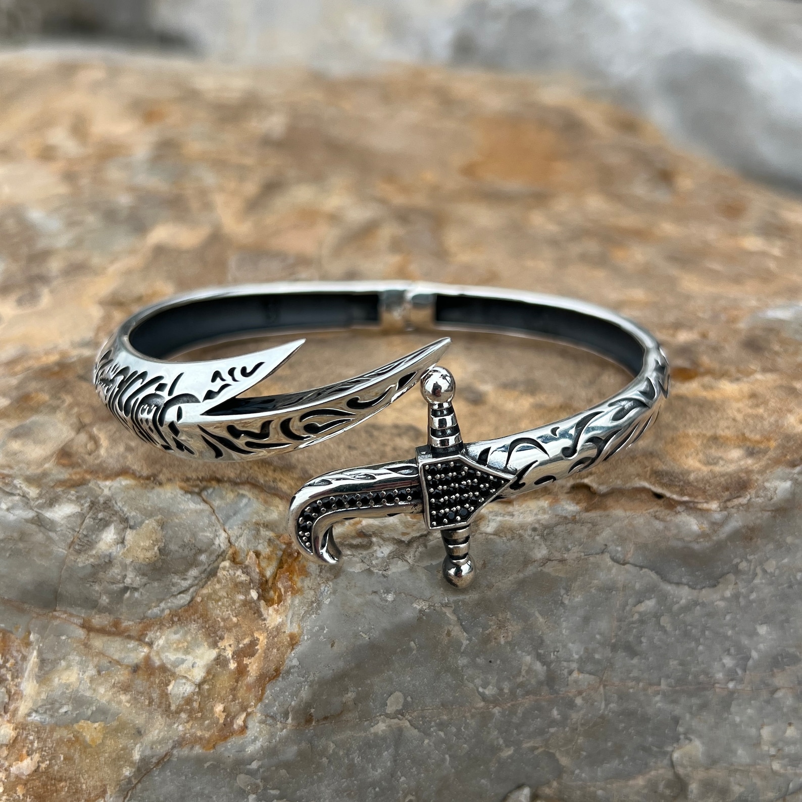 Silver Sword Bracelet , Mens Zulfiqar Bracelet , Silver Cuff Warrior ...