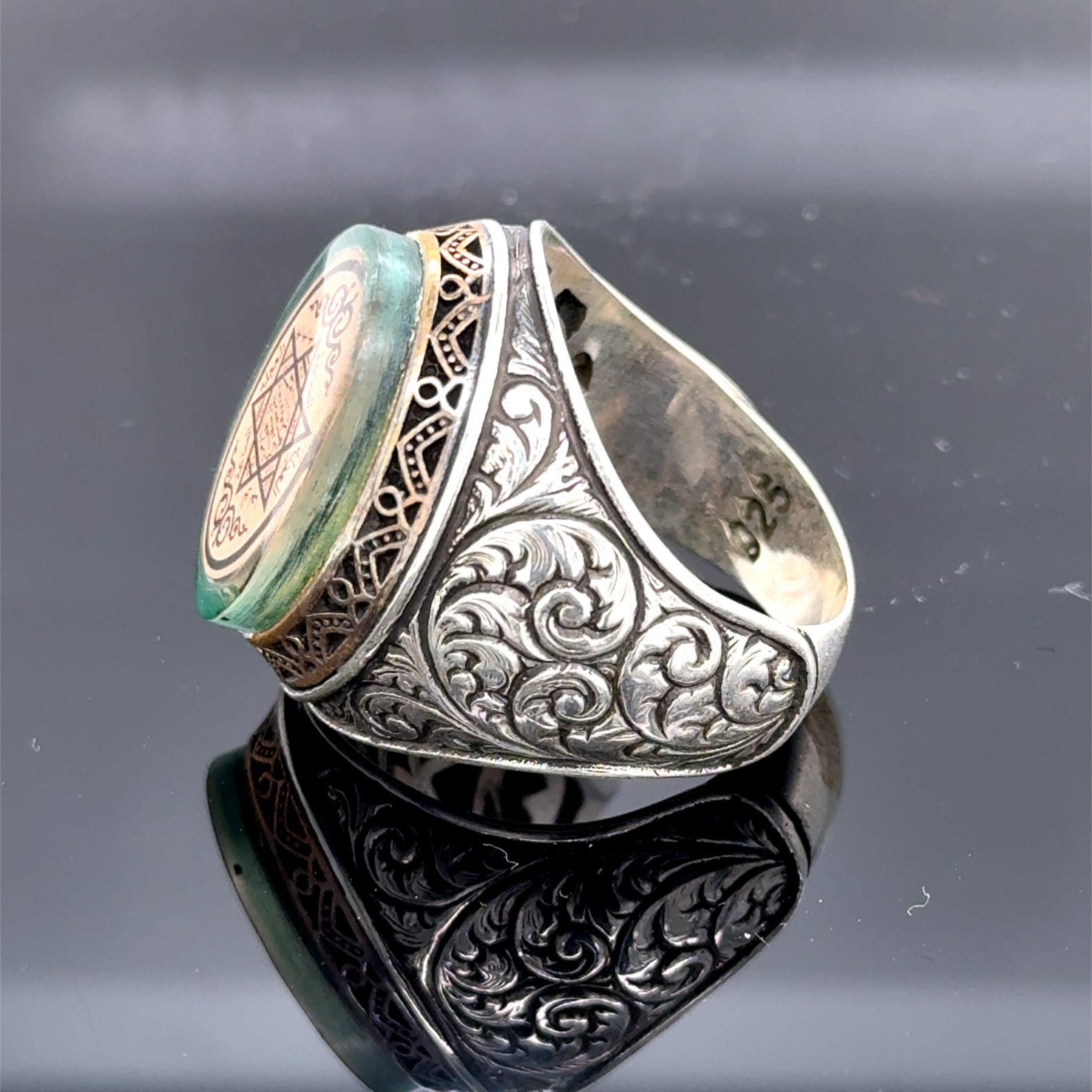 Handmade Silver Seal of Solomon Ring, King Solomon Signet Ring , Star ...