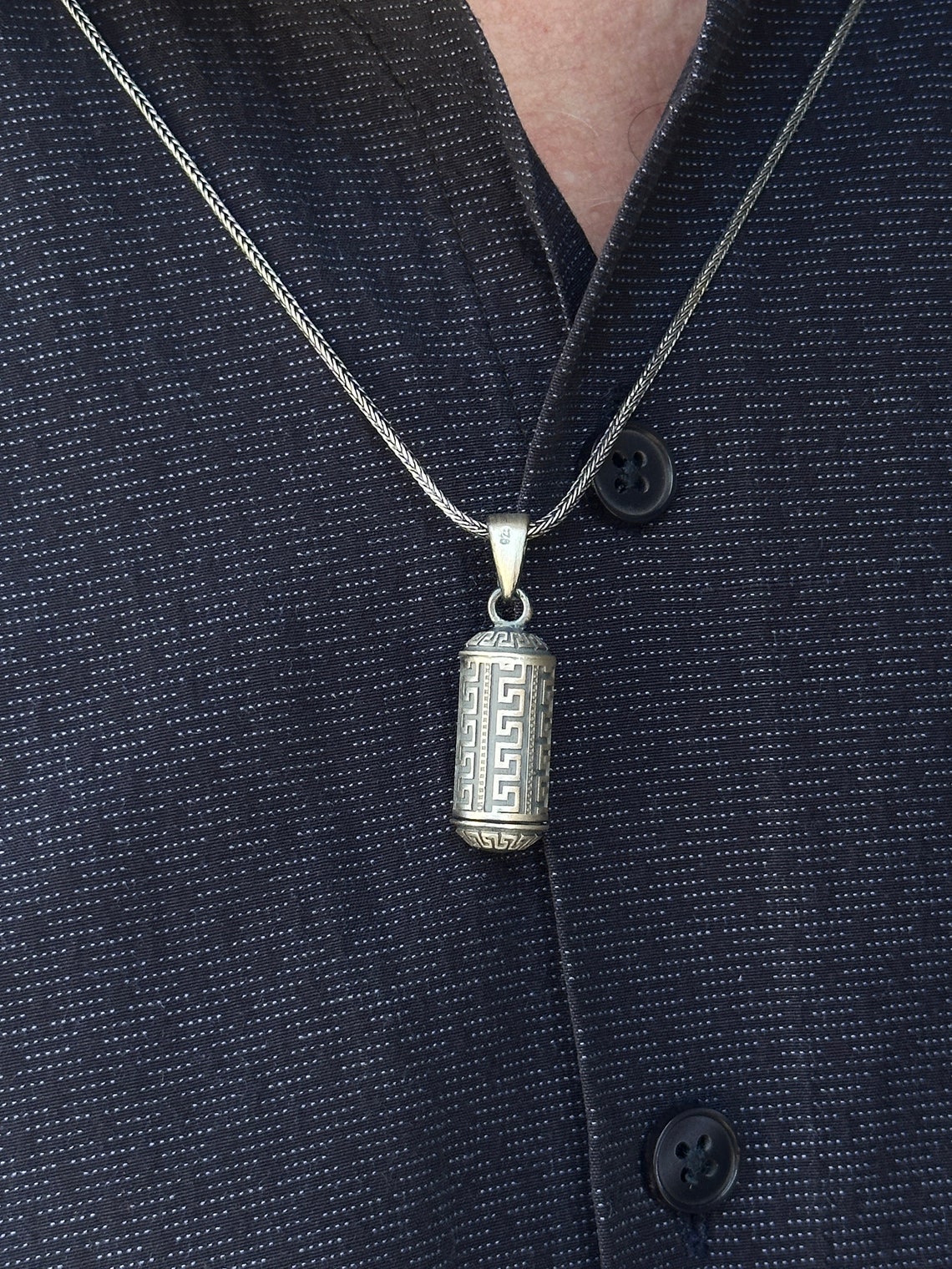 Silver Pill Box Necklace, Prayer Box Pendant , Greek Style Pendant ...