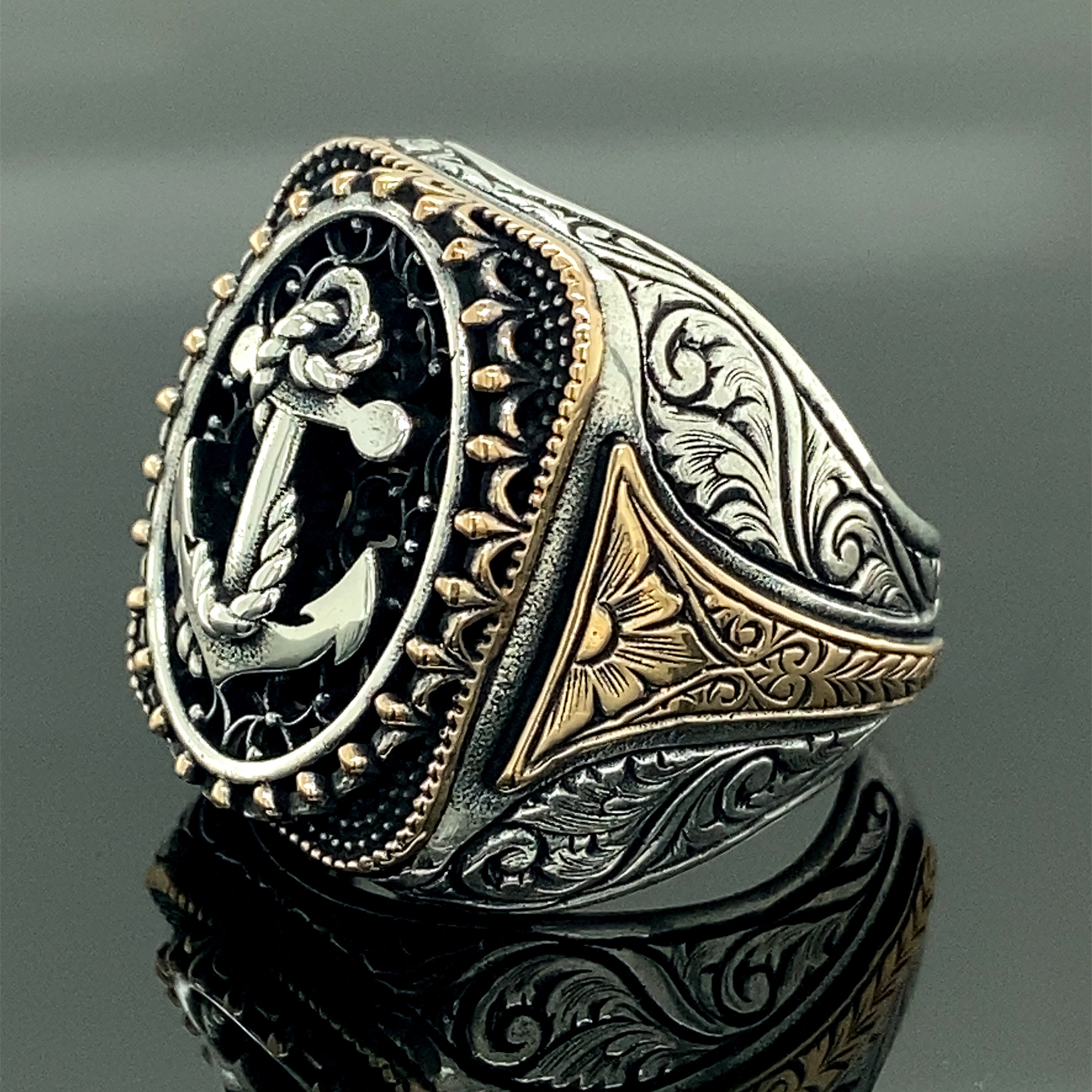 Silver Anchor Ring Handmade Sailor Anchor Ring Silver - Etsy