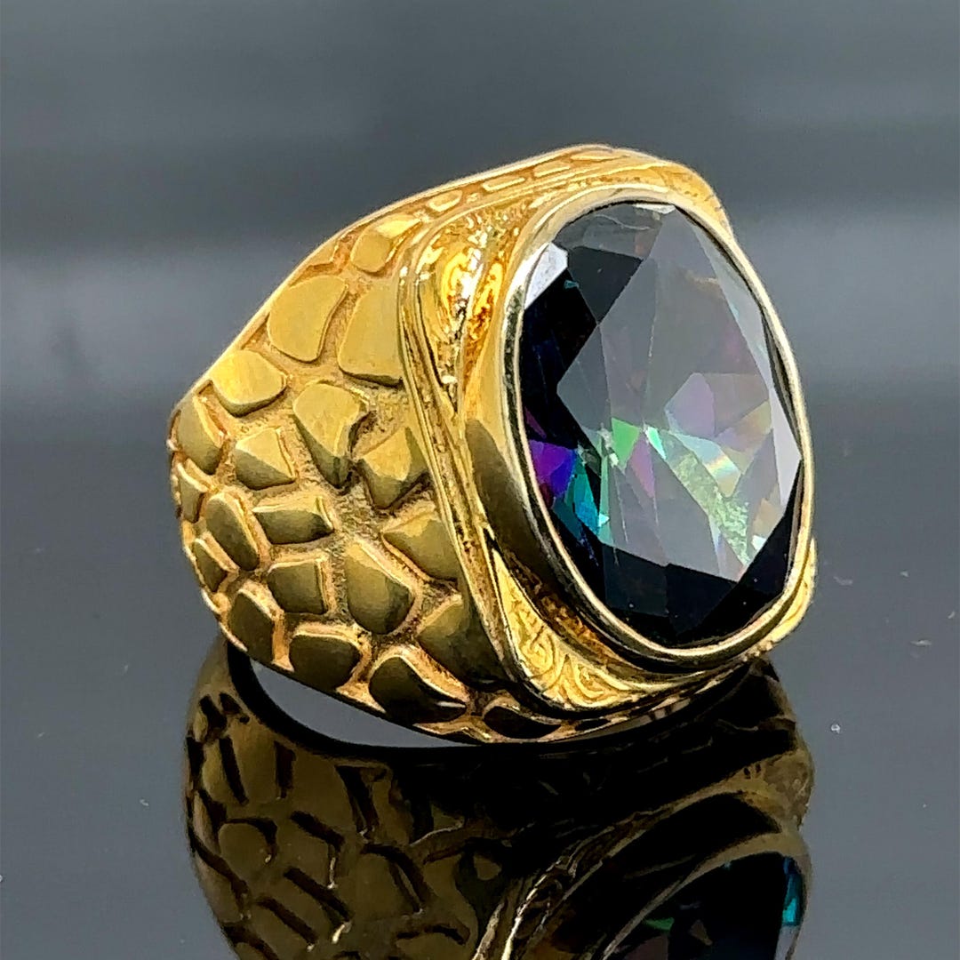 Men Silver Mystic Topaz Ring , Handmade 14k Gold Topaz Ring , Turkish ...