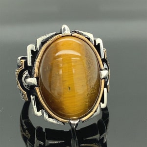 Men Handmade Ring , Tiger Eye Stone Ring , Tiger Eye Gemstone Ring ...