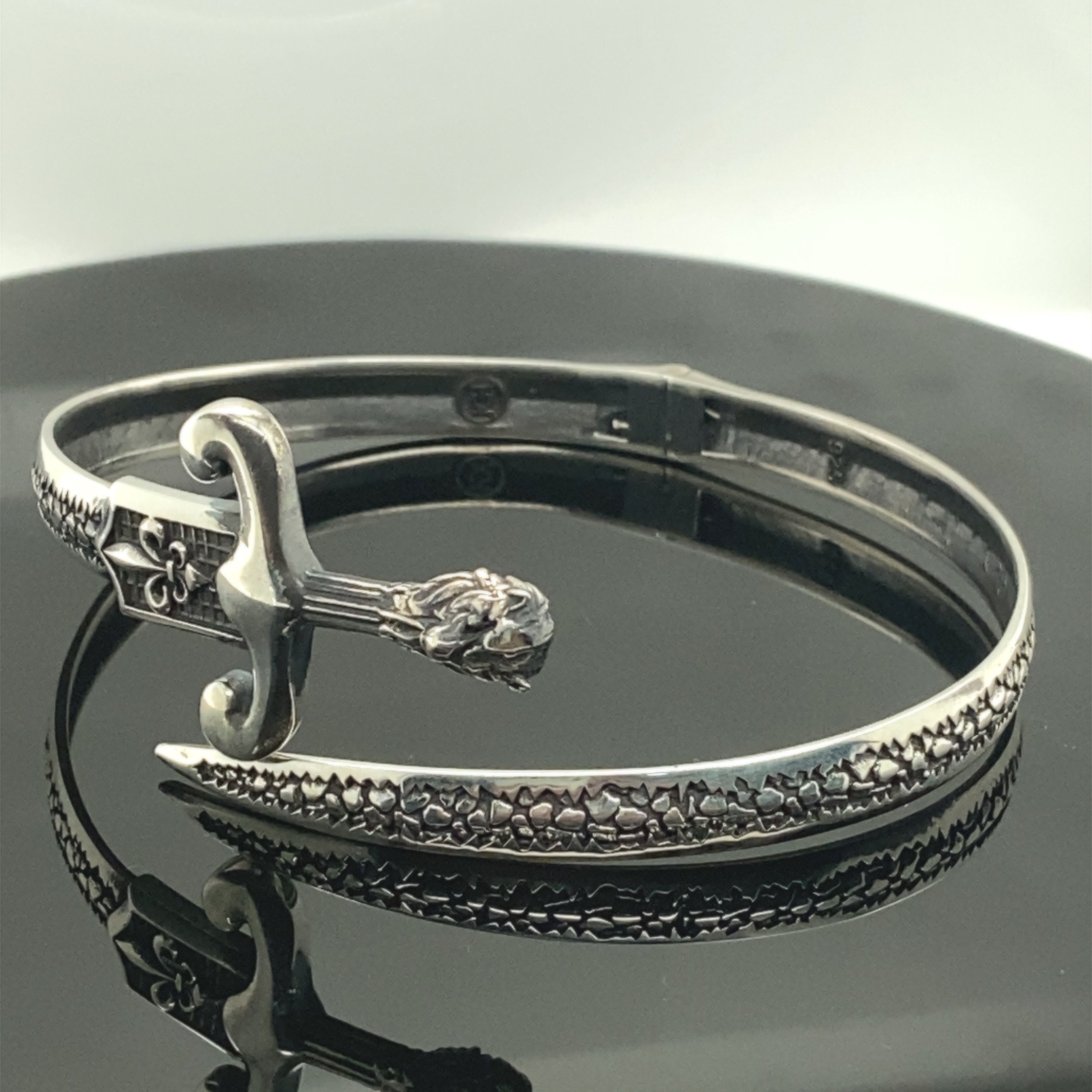 Men's Handmade Sword Bracelet , Silver Sword Bracelet , Open Cuff ...