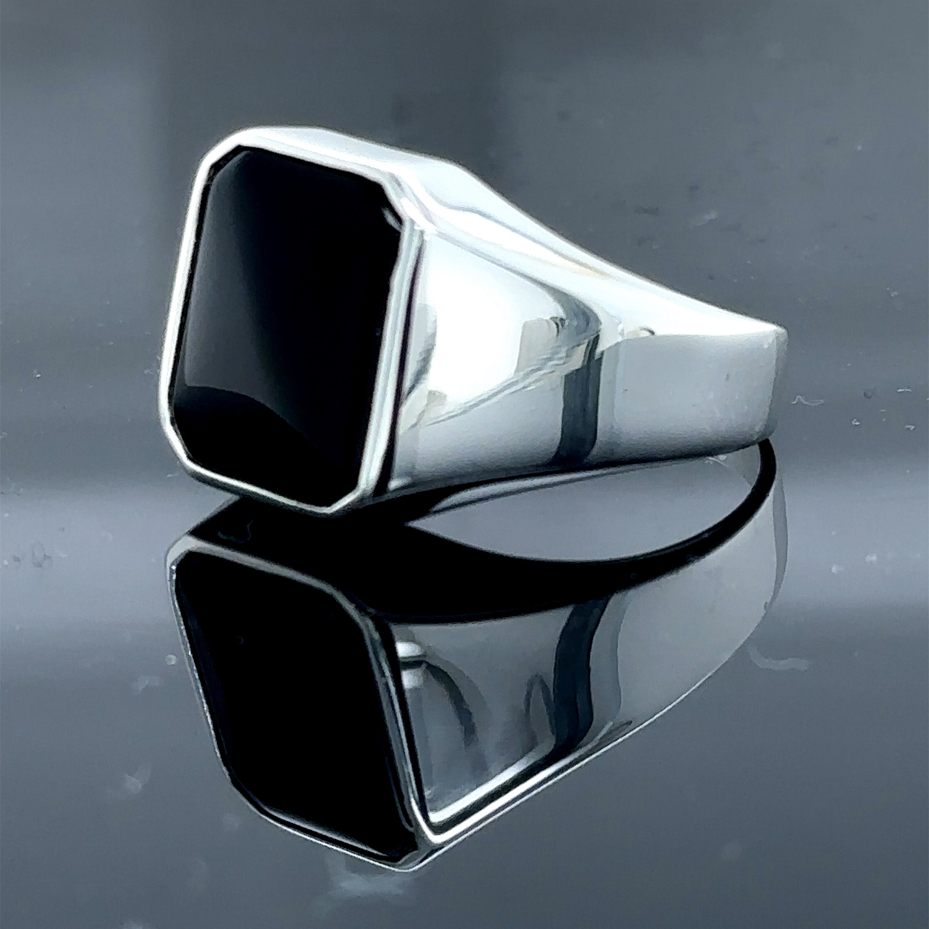 Black Onyx Ring, Black Onyx Signet Ring, Hipster Ring, Square Onyx Ring ...